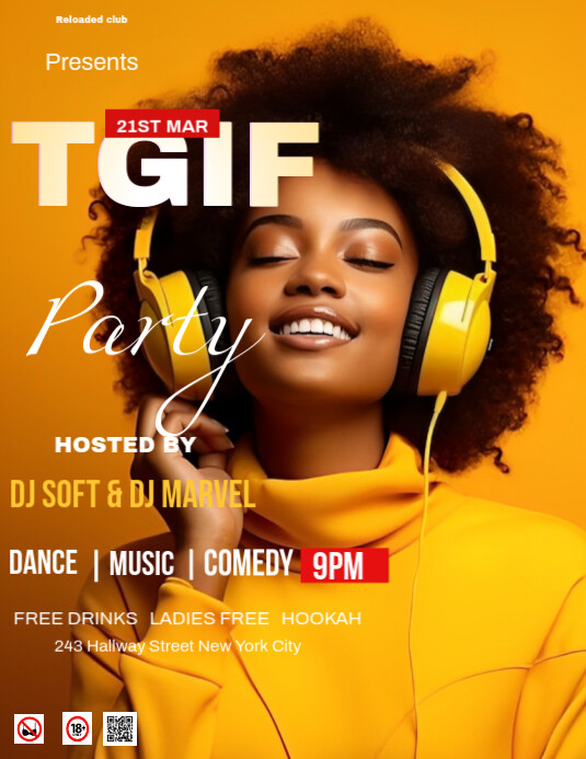 Orange Vintage Tgif Party Flyer (us Letter) Template | PosterMyWall