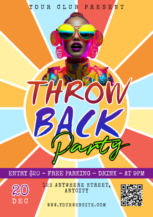 Orange Vintage Throw Back Party A2 Template | PosterMyWall