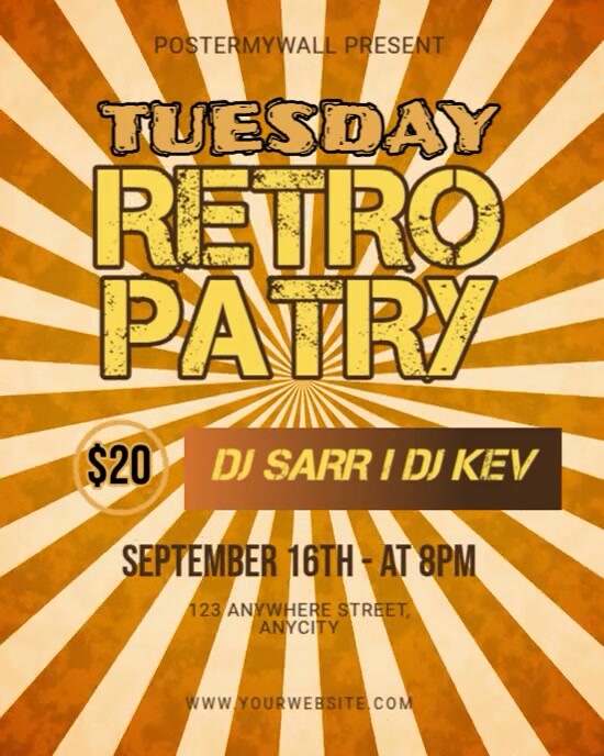 Plantilla de Orange Vintage Tuesday Retro Party Instagram Portrait ...