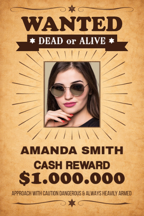 Orange Vintage Wanted Poster Poster Template | PosterMyWall