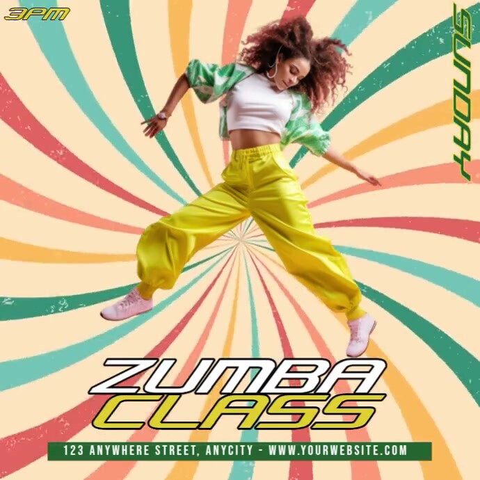 Orange Vintage Zumba Classes Pos Instagram Template | PosterMyWall