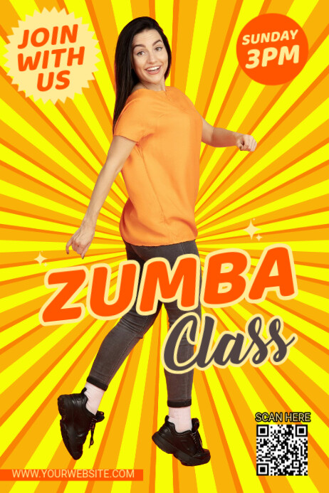 Orange Vintage Zumba Classes Poster Template | PosterMyWall
