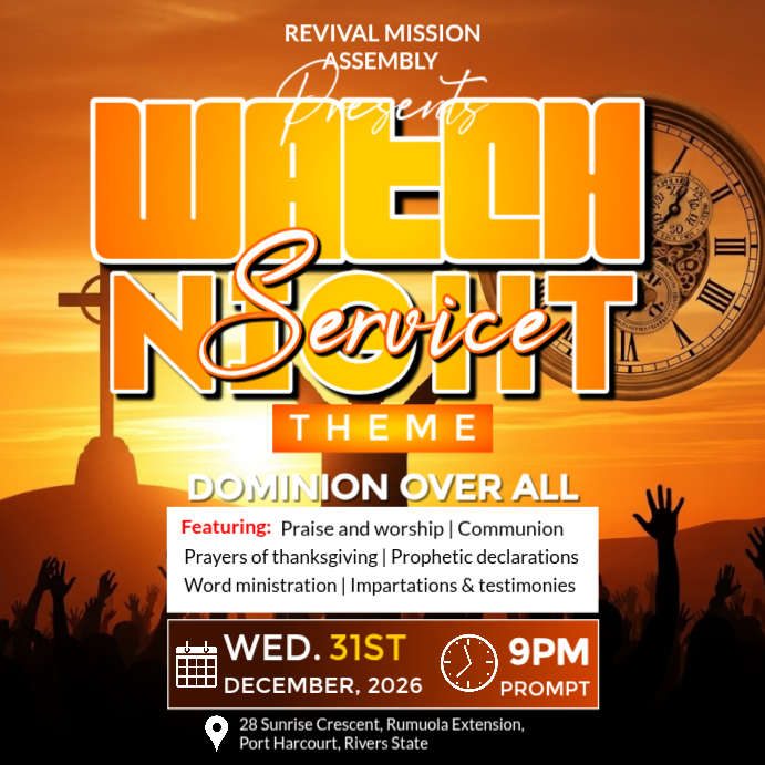 Orange Watchnightservice Instagram Post Template | PosterMyWall
