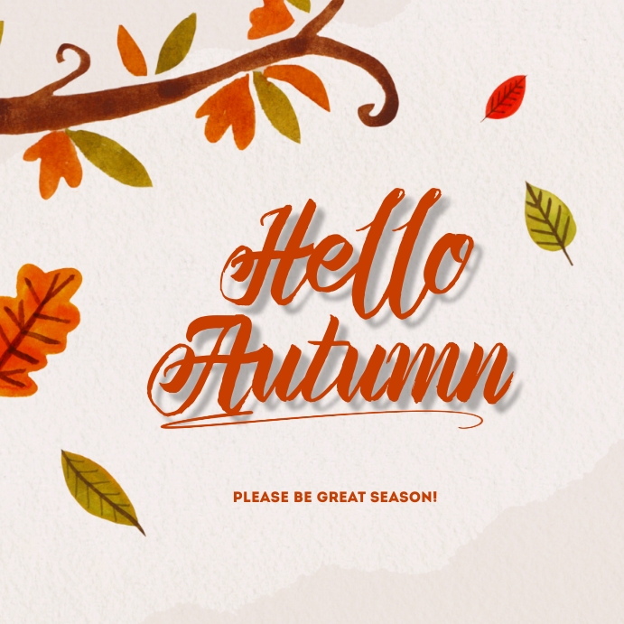 Orange Watercolor Hello Autumn Instagram Post Template | PosterMyWall