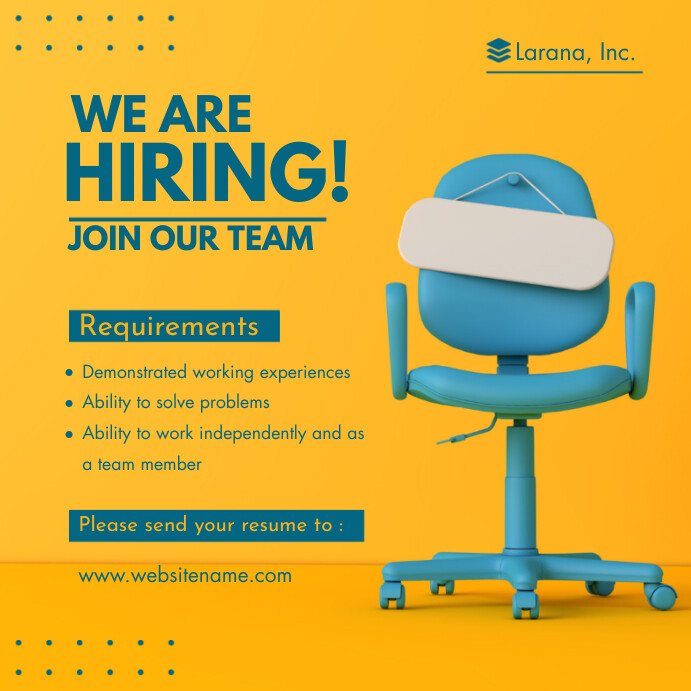 Orange We Are Hiring Instagram Post Template | PosterMyWall