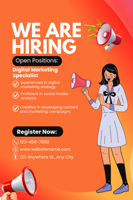 Orange We Are Hiring Poster Templat | PosterMyWall