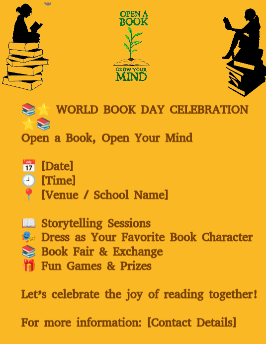 Modèle Orange World Book Day Celebration Flyer | PosterMyWall