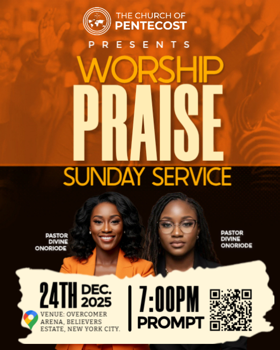 Copy of Orange Worship Service Instagram Portrait | PosterMyWall