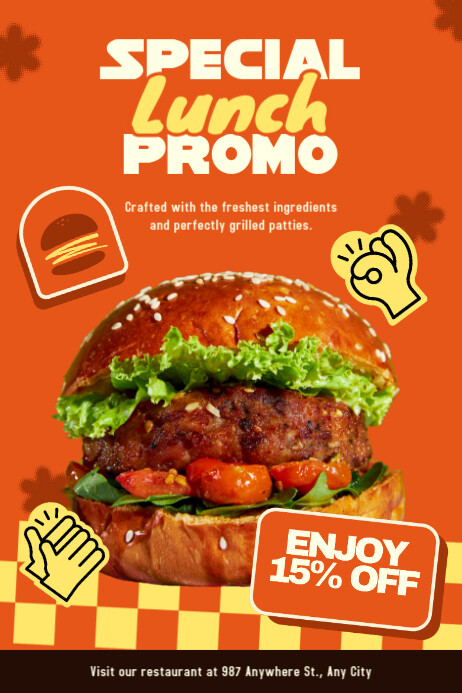 Copy of Orange Yellow Bold Illustrative Burger Promotion Poster ...