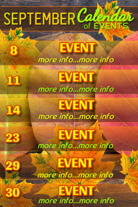Orange/Yellow List-Based October Calendar Poster Template | PosterMyWall