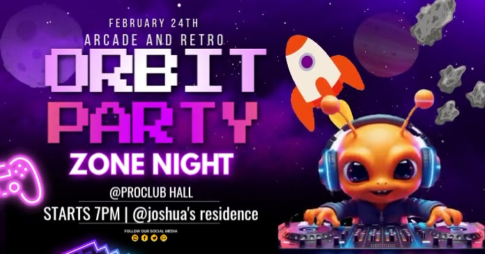 Orbit Party Zone Night Poster Template | PosterMyWall