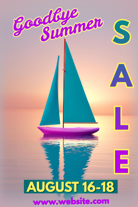 Orchid/Teal Illustrative Goodbye Summer Sale Template | PosterMyWall