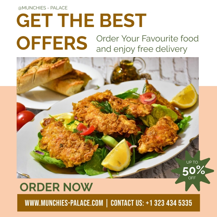 ORDER FOOD ONLINE WITH DELIVERY Template | PosterMyWall