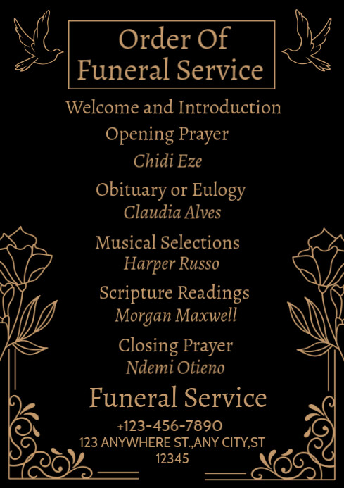 Order of funeral service Template | PosterMyWall
