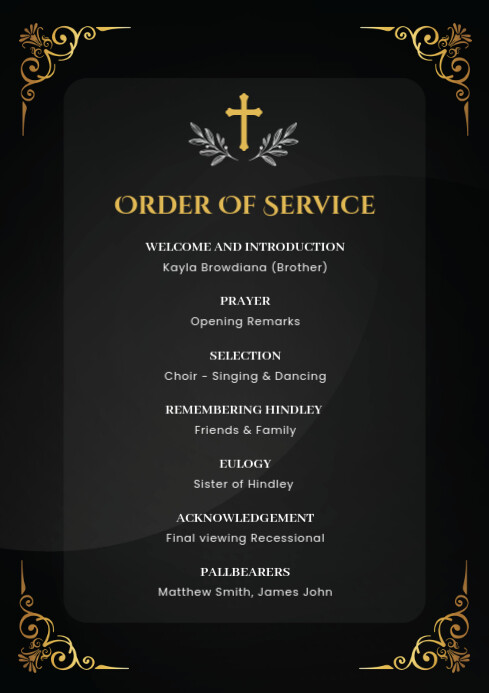 Copy of Order of service | PosterMyWall