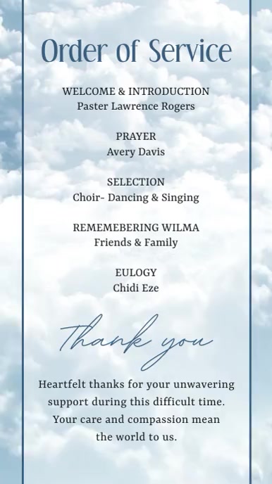 Order of Service Instagram Story Template | PosterMyWall