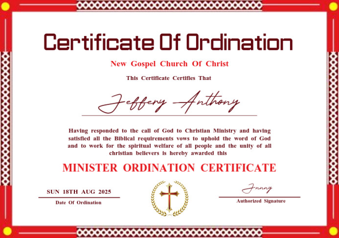 ordination certificate Template | PosterMyWall