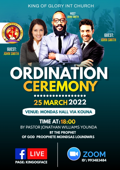 ordination church flyer Template | PosterMyWall