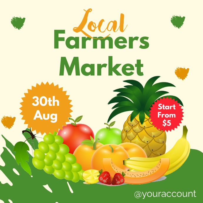 Organic Fruits Local Farmer Market Template | PosterMyWall