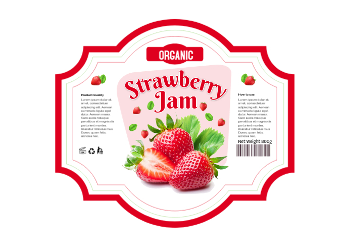 Plantilla de Organic Strawberry Jam Label Template - Customizable Fruit ...