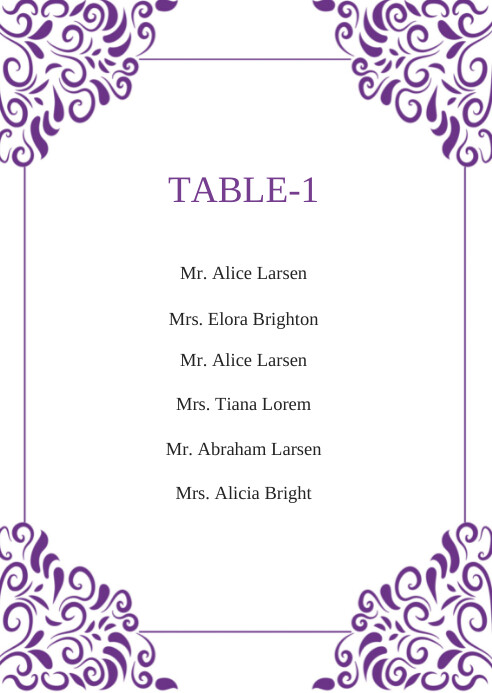 Ornamental Wedding Table Number Template | PosterMyWall