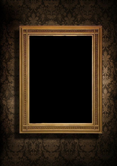 Ornate Gold Frame on Damask Wallpaper Template | PosterMyWall