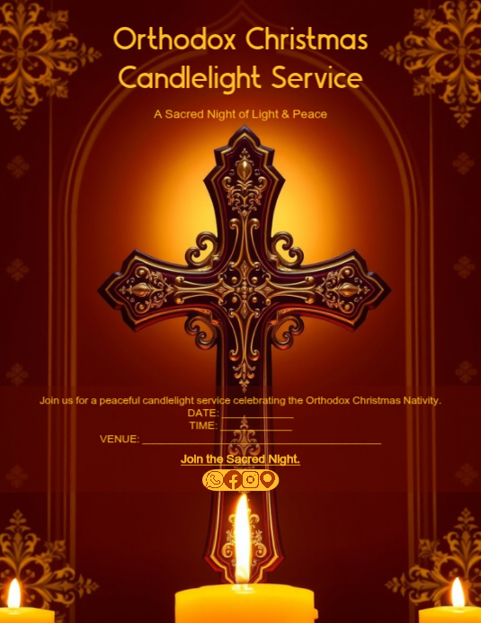 Orthodox Christmas Candlelight Service Flyer | Sacred Midnight Nativity ...