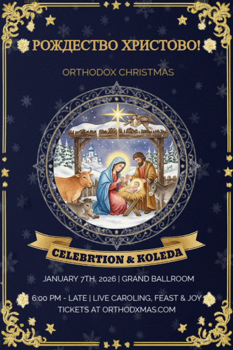 Orthodox Christmas Nativity Poster Template | PosterMyWall
