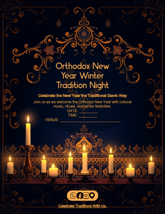 Orthodox New Year Winter Celebration Flyer | Slavic Cultural NYE Event ...