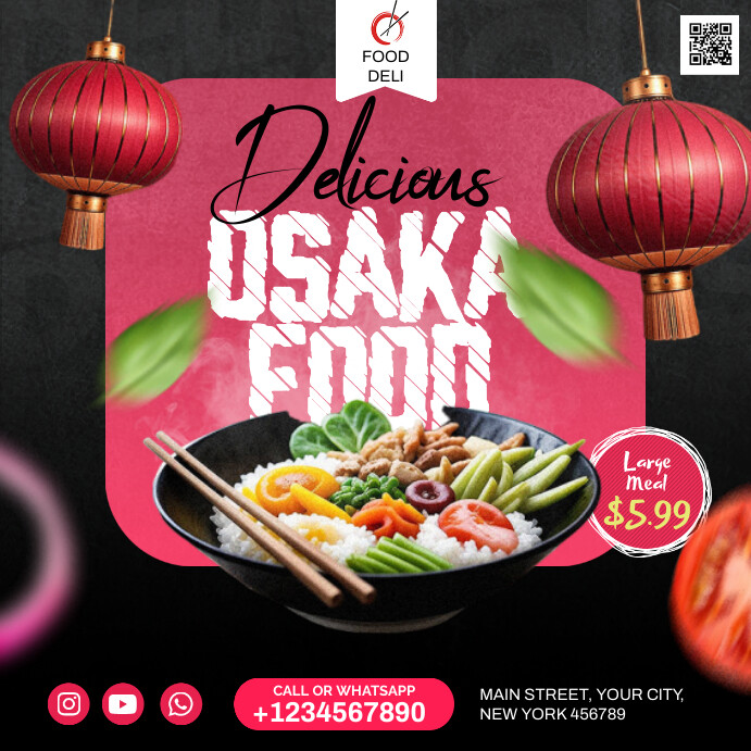 Plantilla de OSAKA JAPANESE FOOD FLYER POSTER | PosterMyWall