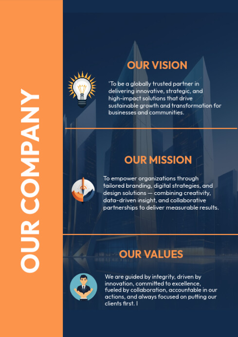Copy of Our company mission and vision A4 Design trmplate | PosterMyWall