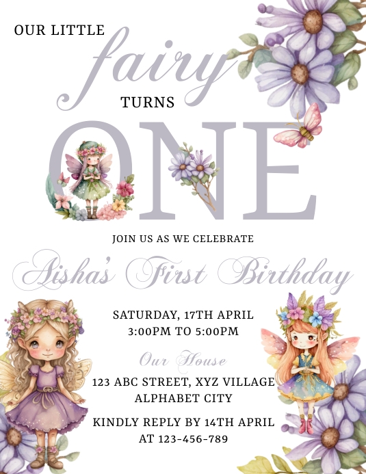 Our Little Fairy Birthday Invitation Template | PosterMyWall