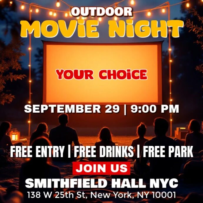 Outdoor Movie Night Instagram Post Template | PosterMyWall