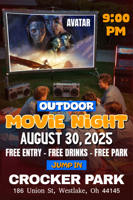 Outdoor Movie Night Poster Template | PosterMyWall