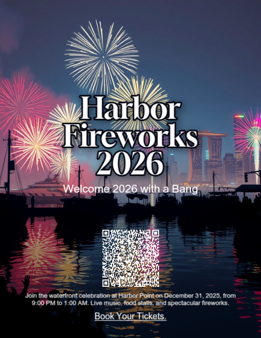 Outdoor New Year Fireworks Bash Flyer Template | City Celebration ...