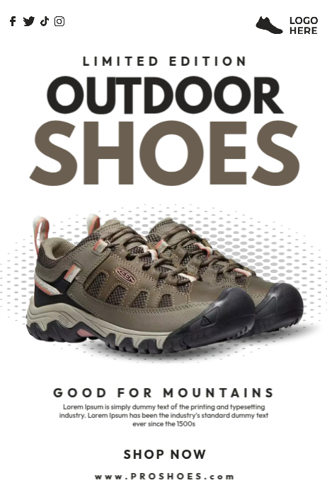 Outdoor Shoes Poster Template | PosterMyWall