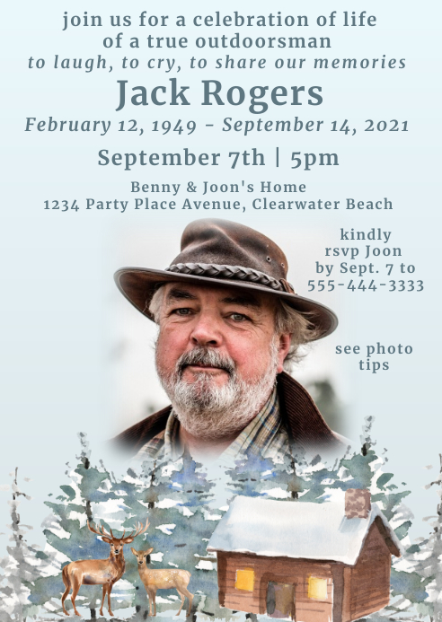 Outdoorsman Celebration Of Life With Photo Ti Template Postermywall