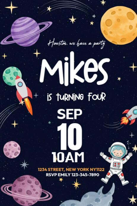 Outer Space Invitation Card Template | PosterMyWall