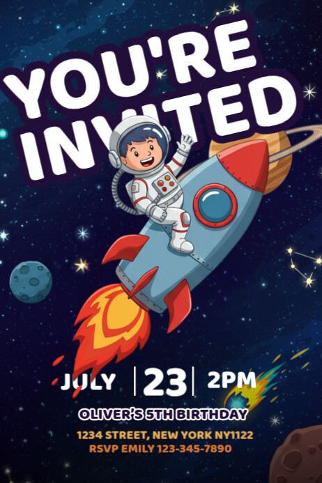 Plantilla de Outer Space Kids Invitation Template | PosterMyWall