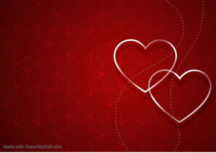 Outlined Hearts on Red Starry Background Template | PosterMyWall