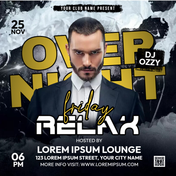Over Night Friday Party Template | PosterMyWall