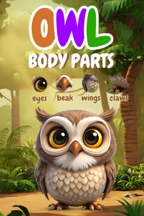 Owl Body Parts Learning Poster Template | PosterMyWall
