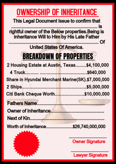 Ownership inheritance legal documents design template | PosterMyWall