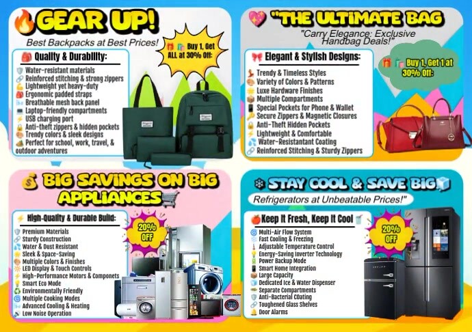 Pack & Perk Deals Flyer Template | PosterMyWall