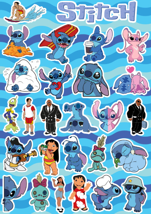 Plantilla de Pack de Stickers de Lilo & Stitch – Divertidos y Adorables ...
