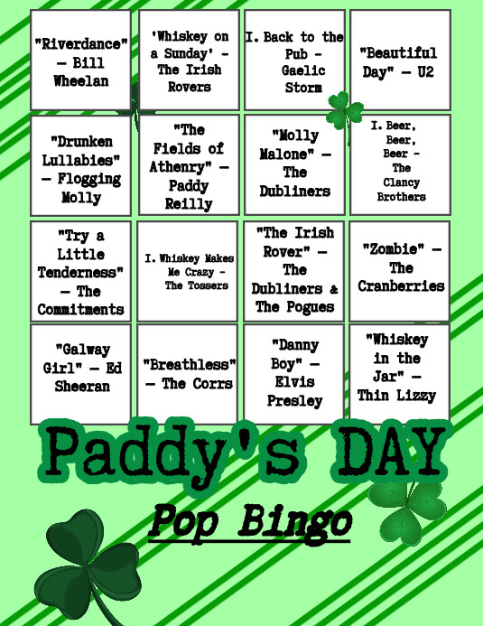Paddy's music Bingo Game Template | PosterMyWall