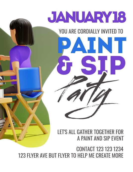 PAINT & SIP PARTY Template | PosterMyWall