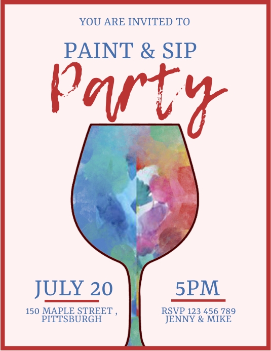 Copy of Paint & Sip Party Flyer Template | PosterMyWall