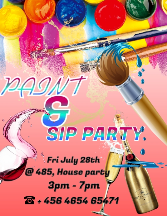 Paint and sip design template | PosterMyWall