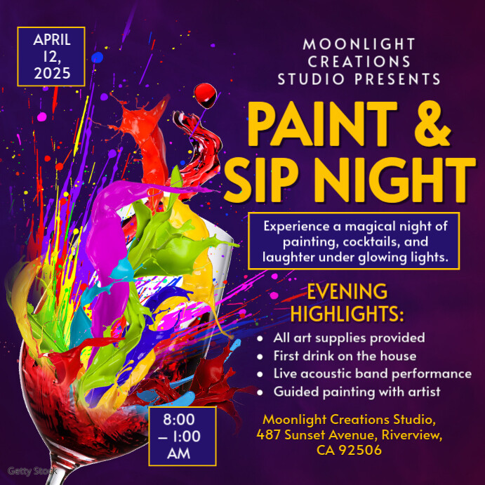 Paint and Sip Night Flyer Template | PosterMyWall